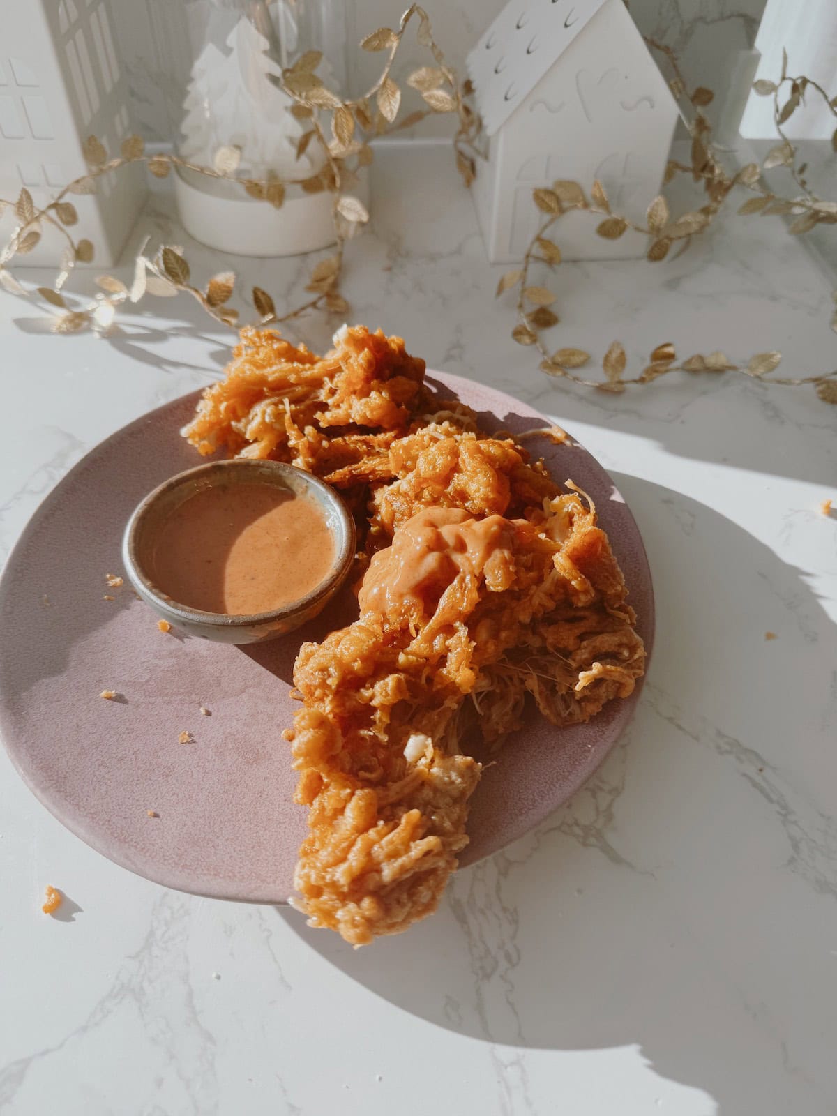 Fried Enoki Mushroom: A vegan fried chicken dupe - Shreya's Kitchen