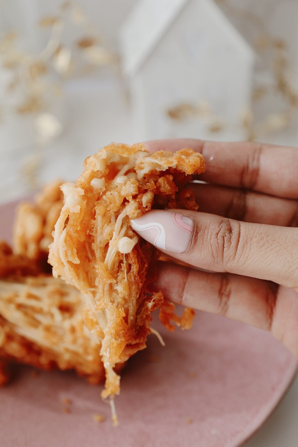 Fried Enoki Mushroom: A vegan fried chicken dupe - Shreya's Kitchen